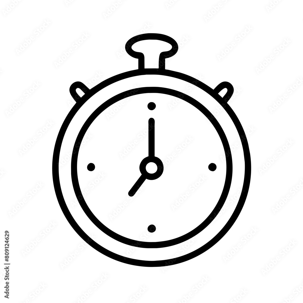 Vector Black and White Stopwatch Icon on Transparent Background for ...