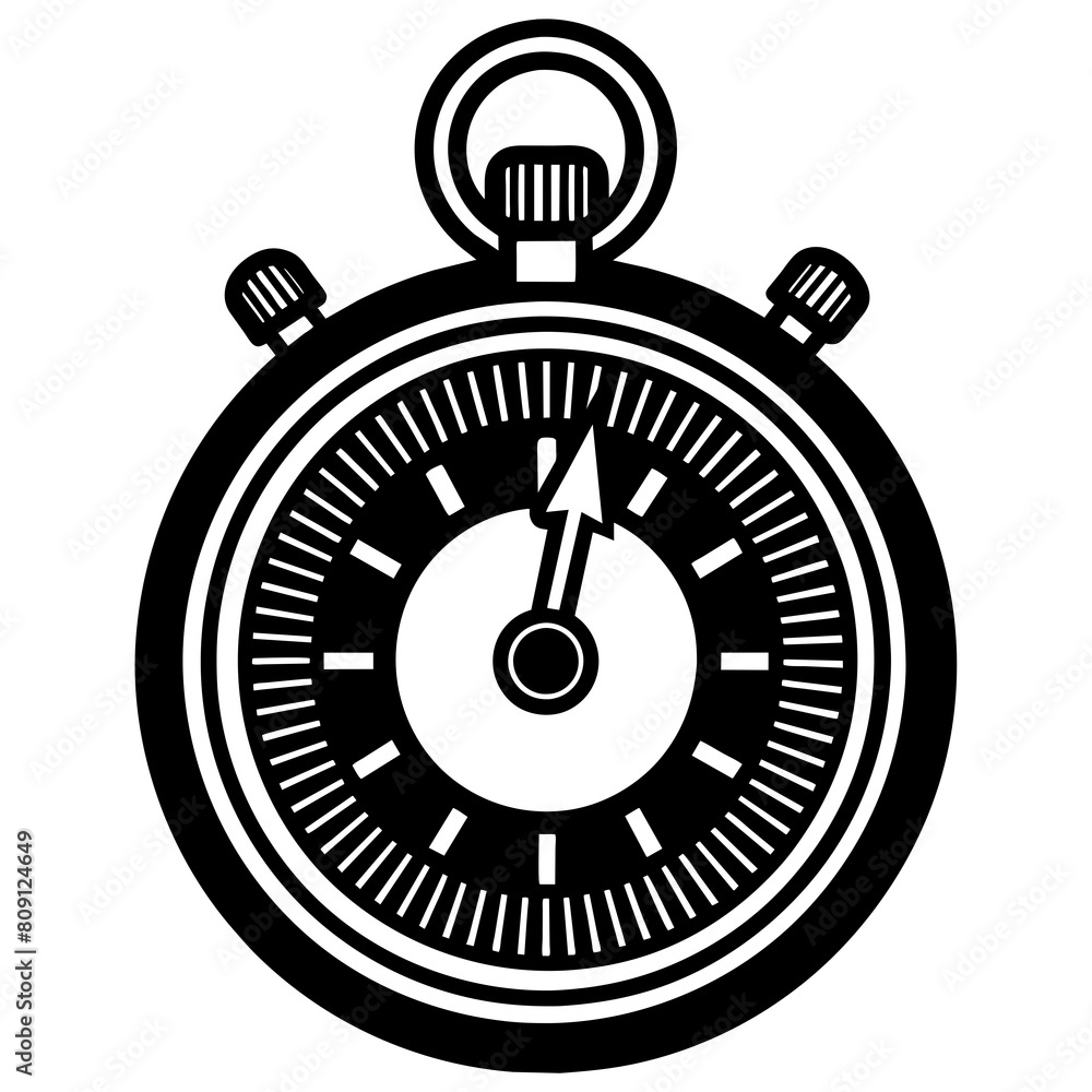 Vector Black and White Stopwatch Icon on White Background for Time ...