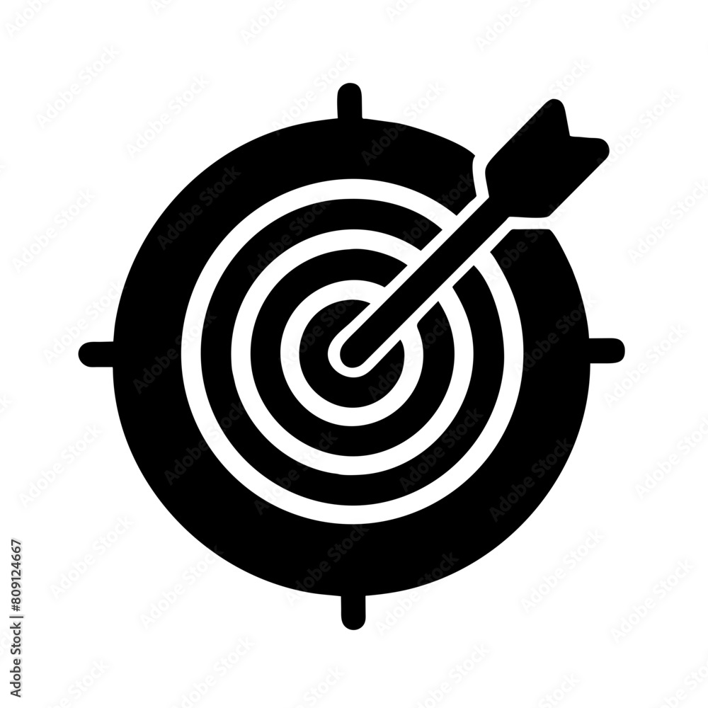 Vector Black and White Target Bullseye Icon on Transparent Background ...