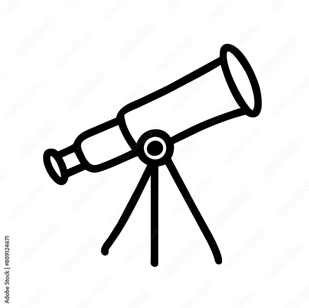 Vector Black and White Telescope Icon on Transparent Background for ...