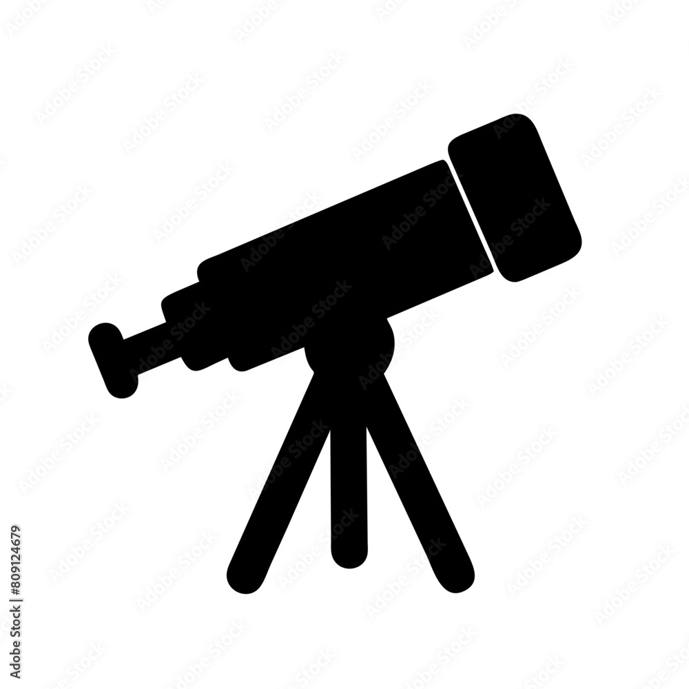 Vector Black and White Telescope Icon on Transparent Background for ...