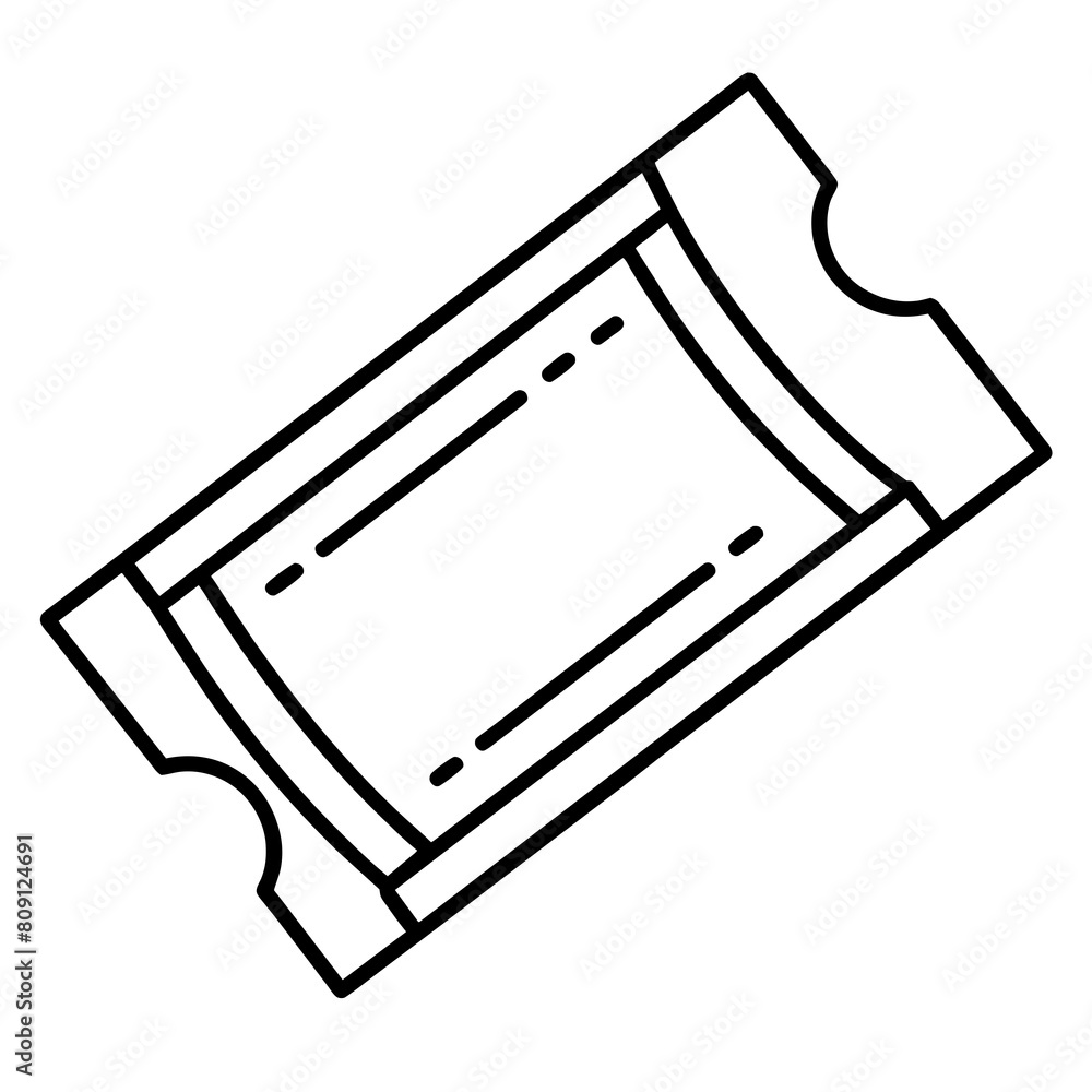 Vector Black and White Ticket Stub Icon on White Background for Events ...