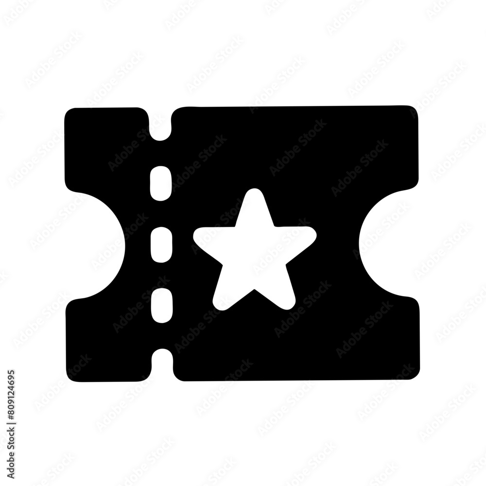 Vector Black and White Ticket Stub Icon on Transparent Background for ...