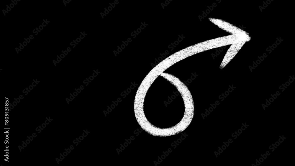 Hand drawn, white, doodle, knot arrow, appears and disappears motion ...