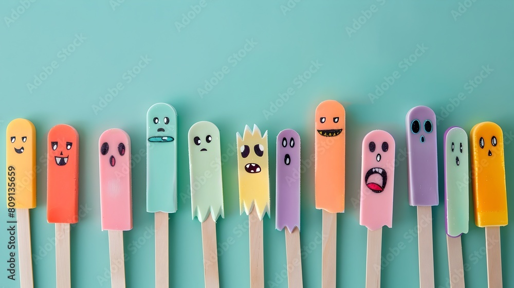 Diverse Colorful Whimsical Cartoon Characters Expressing Emotions as ...
