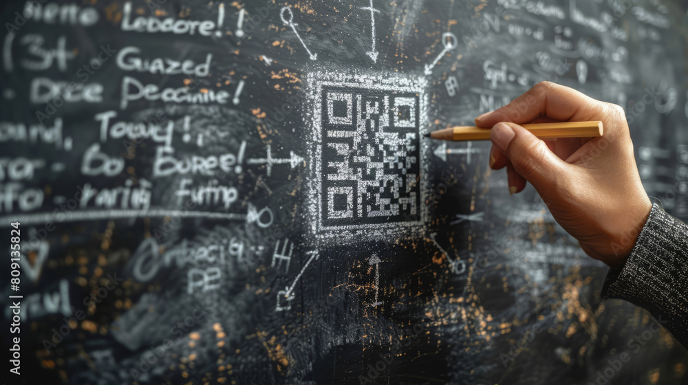 Drawing QR Code on Chalkboard Stock Illustration | Adobe Stock