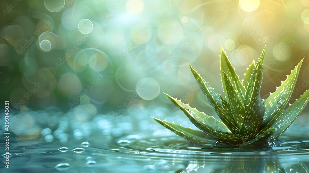 Aloe vera background for natural cosmetics. Aloe vera plant and podium ...