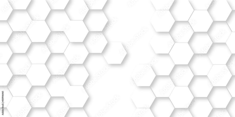 Abstract pattern with hexagonal white and gray technology line paper ...