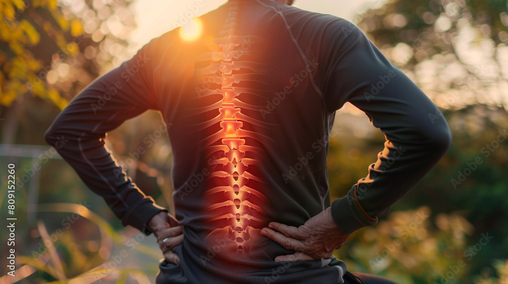 Office Worker Experiencing Lower Back Pain. Concept Desk Setup ...