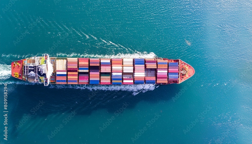 detailed miniature model representing a container ship sailing through ...