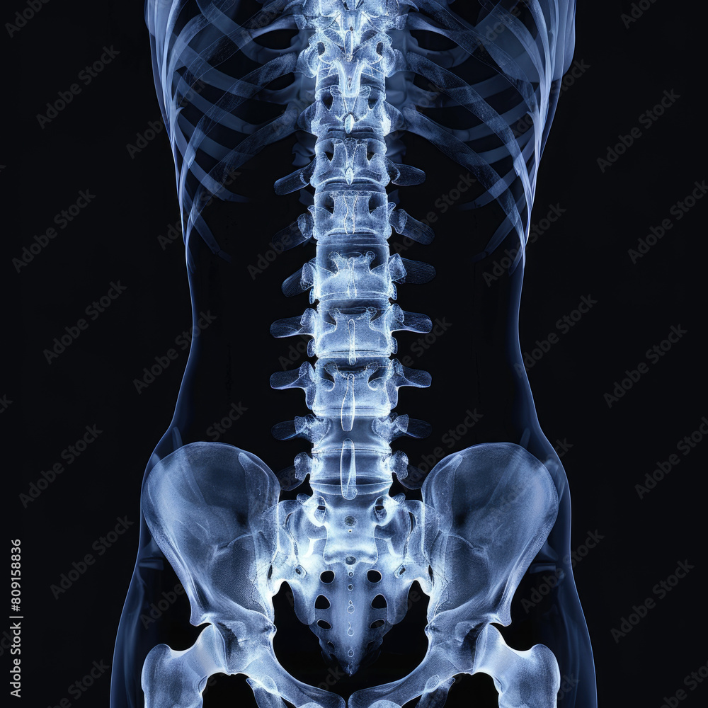 Detailed world of orthopedic examination with a clear spinal x-ray ...