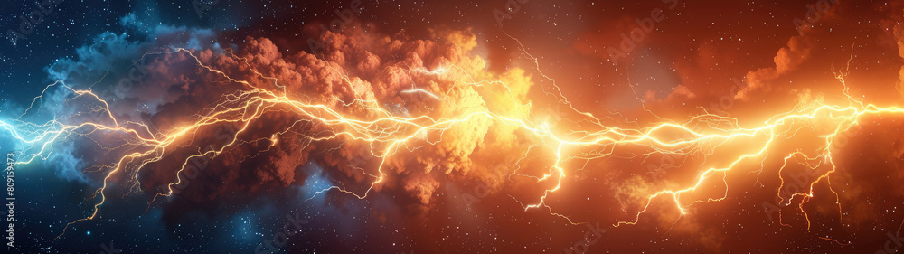 The raw power of nature with a vibrant 3D thunderbolt, capturing the ...