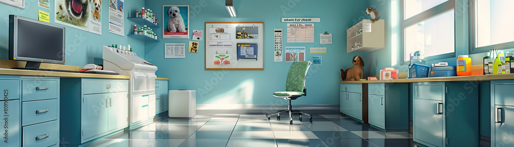 Veterinarian's Office Wall: Displaying animal care posters, vaccination ...