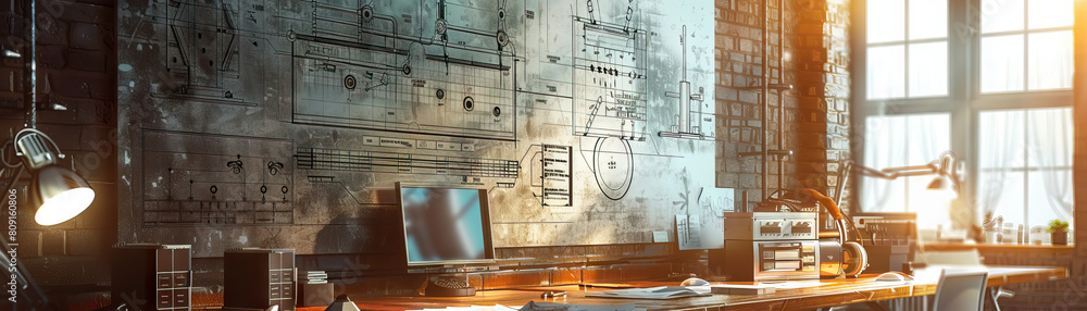 Mechanical Engineer's Wall: Adorned with mechanical drawings, CAD ...