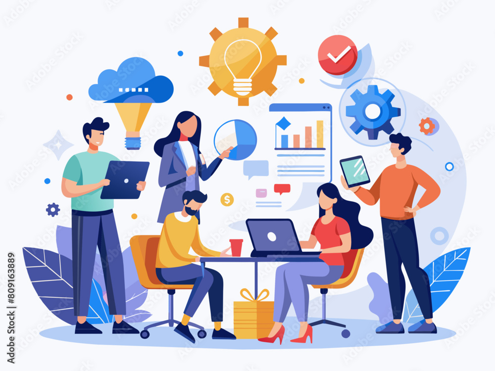 The idea, innovation. Discussing a project. Brainstorming. Business ...