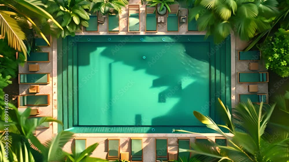 Swimming pool in luxury resort top view. Lounge chair on terrace near ...