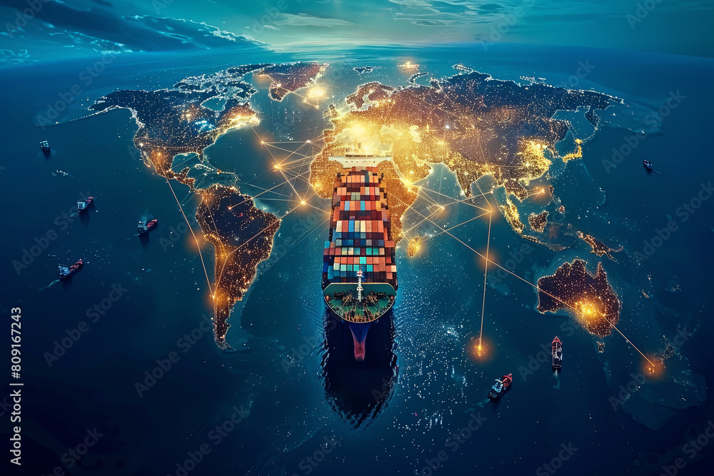 AI Cargo ship technology. Global Logistics international delivery ...