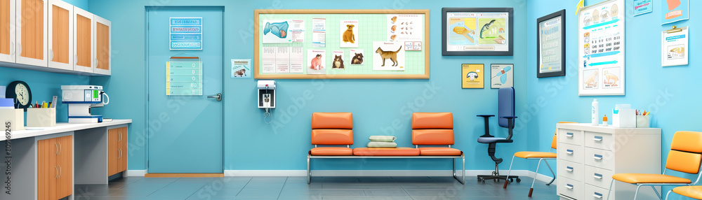 Veterinarian's Office Wall: Displaying animal care posters, vaccination ...