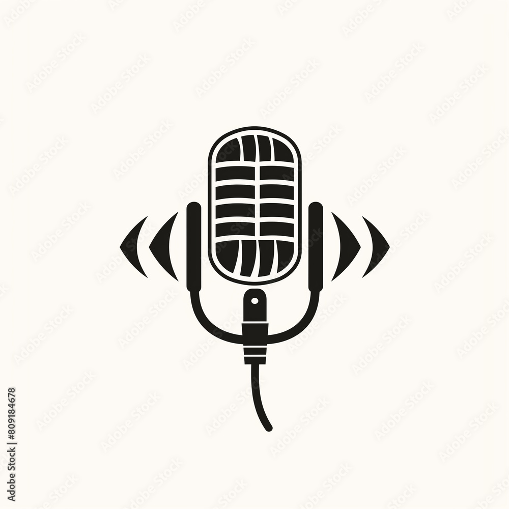 Minimalist Microphone with Sound Waves Logo – Sleek and Modern Audio ...