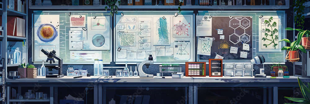 Biologist's Lab Wall: Covered in charts of biological specimens ...