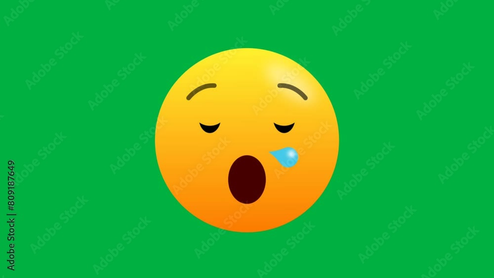 seamless sleeping emoji animation on green screen with nose bubble ...