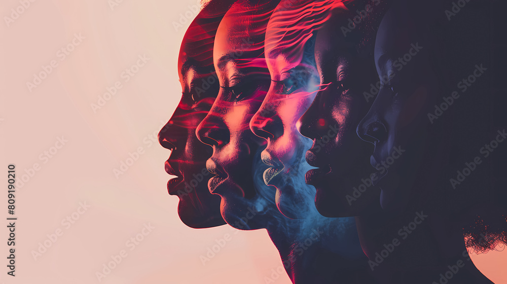 background for international feminism day. Girl face poster for ...