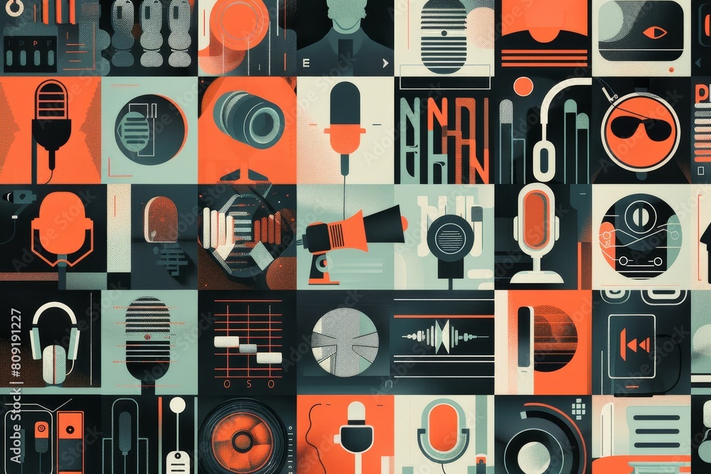 Montage merging diverse podcast logos into a colorful display of ...