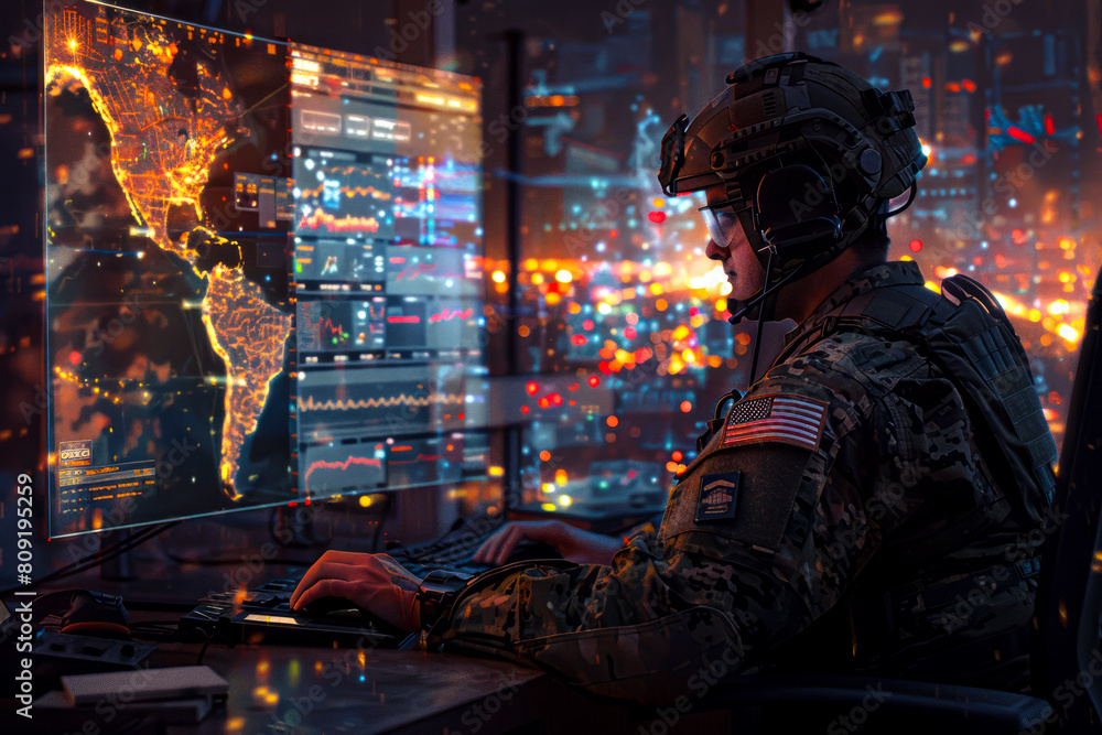 Central Cyber Command: Military Surveillance Officer Tracking City ...
