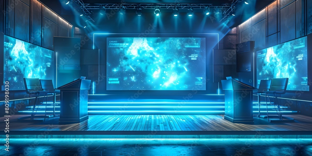 Game Show Set with Boardroom Style Conference Table, Screens, and ...