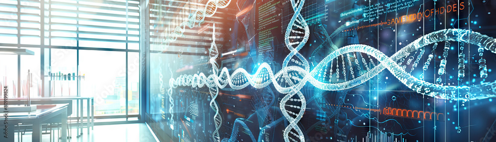 Molecular Biologist's Lab Wall: Featuring DNA structure models, cell ...