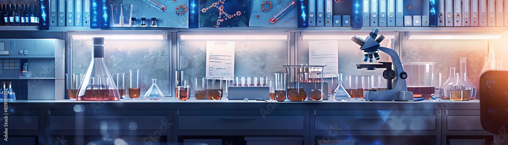 Molecular Biologist's Lab Wall: Featuring DNA structure models, cell ...