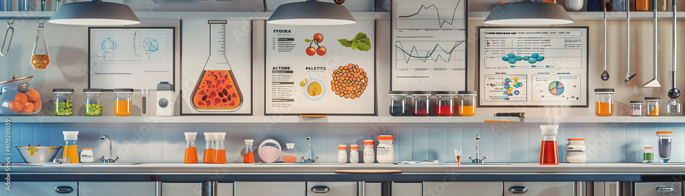 Food Scientist's Lab Wall: Featuring food chemistry charts, sensory ...