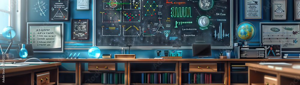 Science Educator's Classroom Wall: Adorned with science posters ...