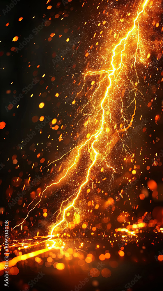 Intense orange lightning strike with sparks - Dynamic and powerful ...