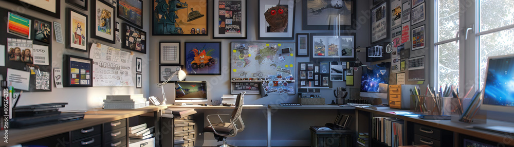 Digital Artist's Studio Wall: Covered in digital art prints, graphic ...