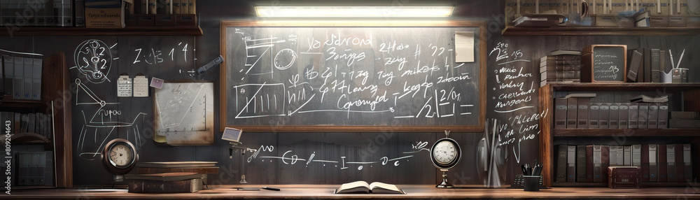 Mathematician's Office Wall: Displaying mathematical formulas, proof ...