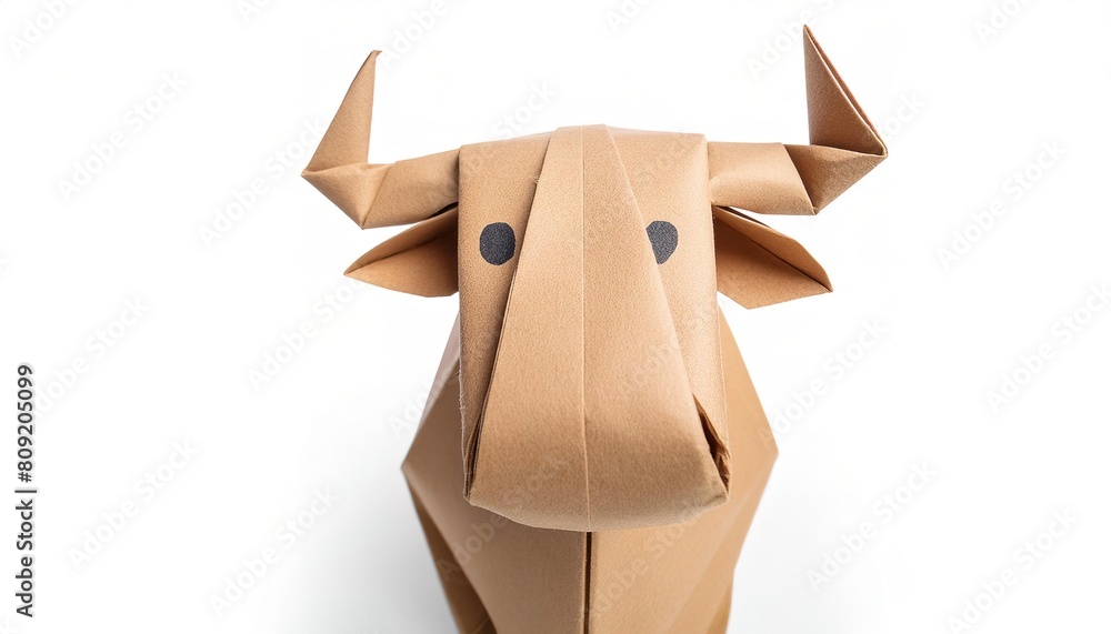 Animal concept origami isolated on white background of a longhorn or ...