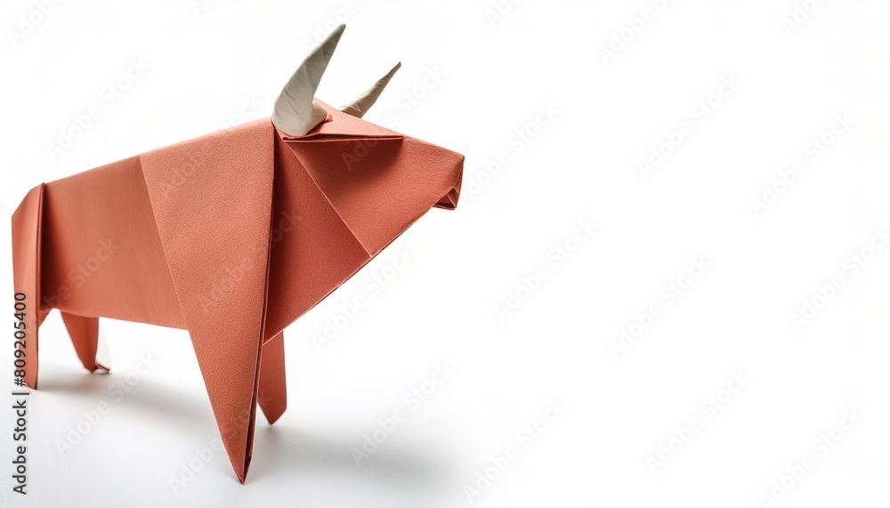 Animal concept origami isolated on white background of a longhorn or ...