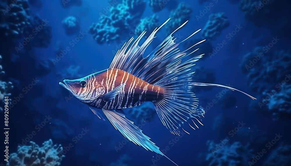 Ikan marlin besar di lautan biru, pemandangan hewan lautan yang memukau ...