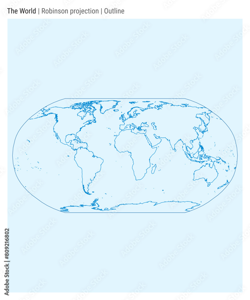 World Map. Robinson projection. Outline style. High Detail World map ...
