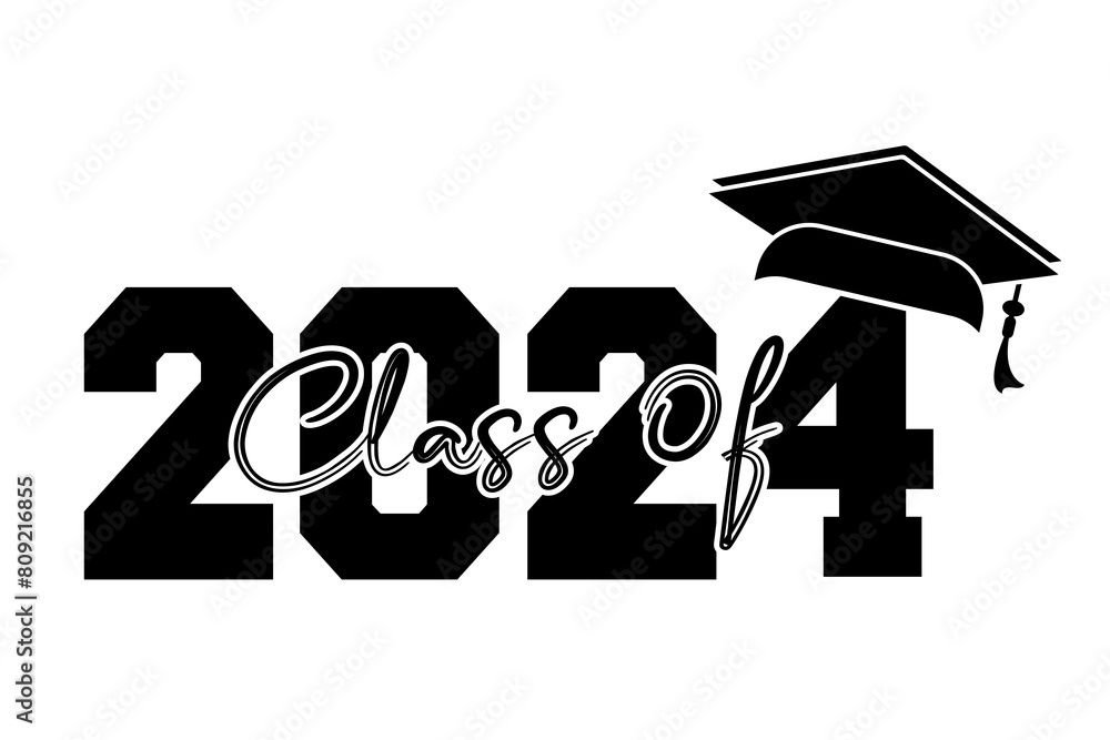 Hand drawn text illustration for class of 2024 graduation class of 2024 ...