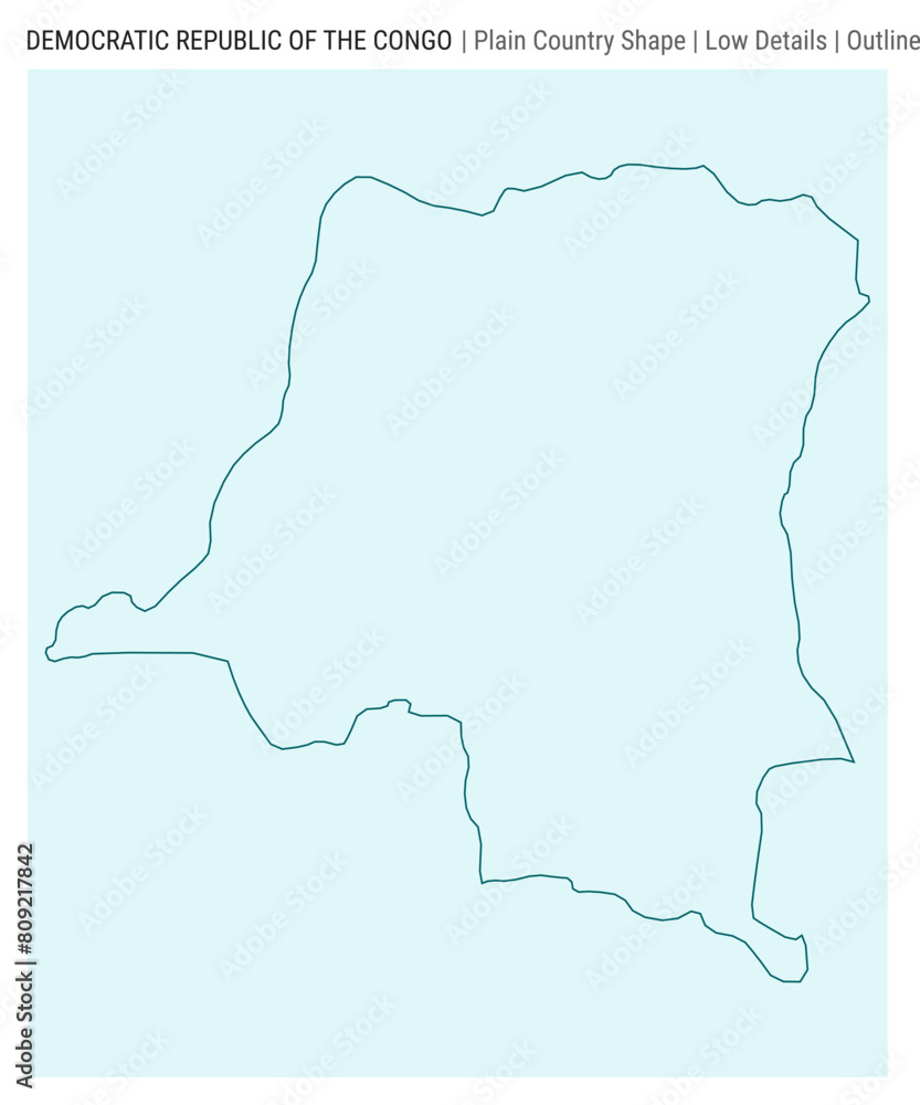 DR Congo plain country map. Low Details. Outline style. Shape of DR ...