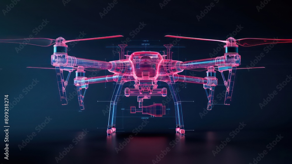 Poster X-ray like visualization of a drone showcasing internal design ...