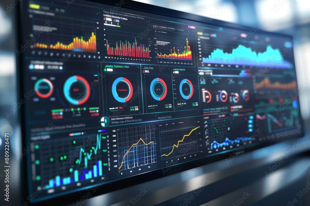 A computer screen showing an extensive amount of data related to performance metrics and key ...