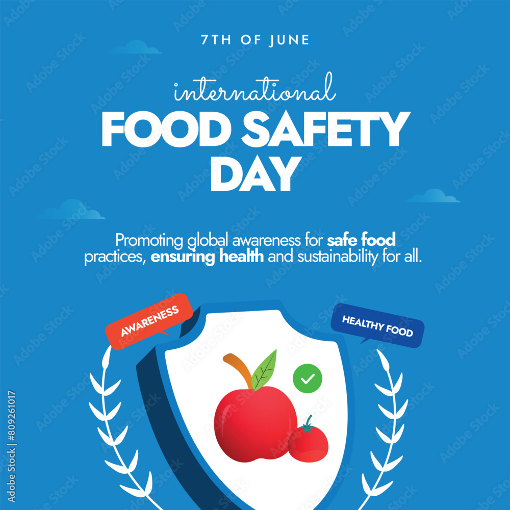 World Food safety Day. Food safety social media post with medical ...
