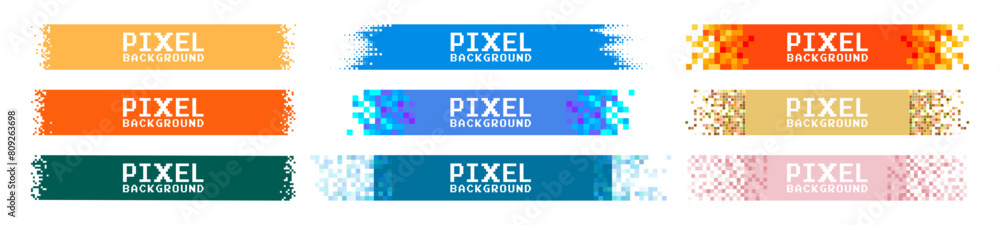 Pixel banner. Horizontal title tags with pixels. Header, footer color ...