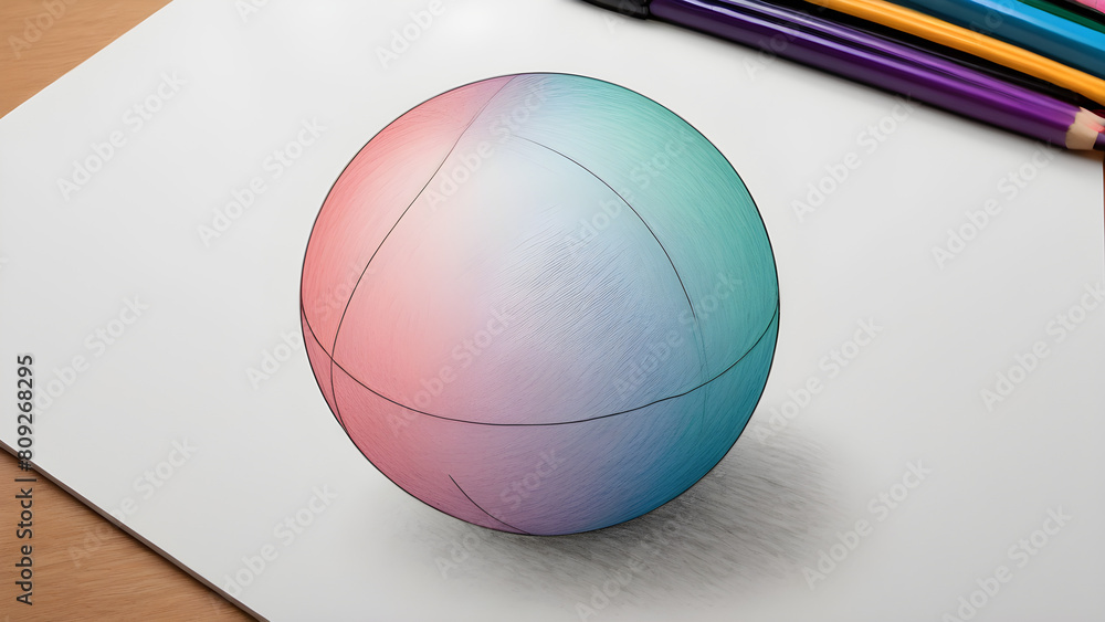 Pastel colored circular sphere, geometric graphic diagram that can be ...