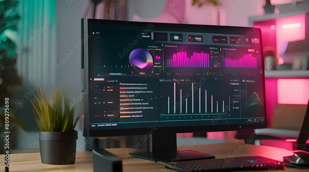 A computer screen showcasing a detailed bar chart with data points and ...