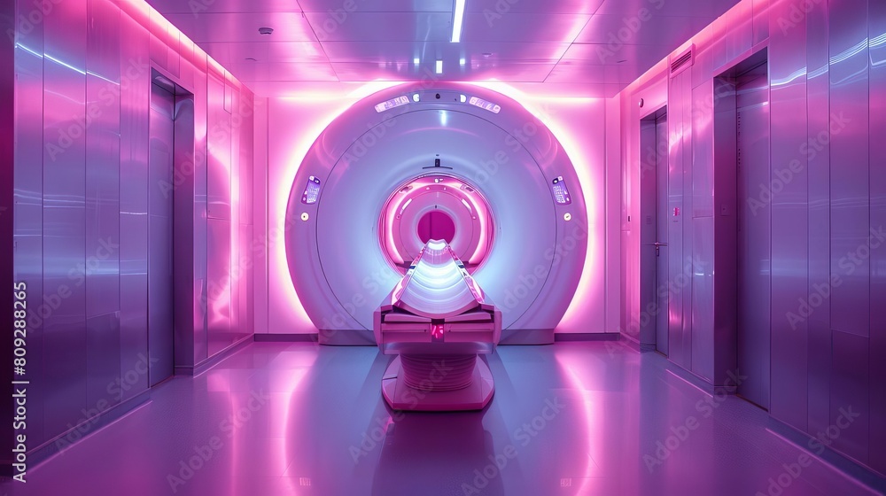 An exaggerated perspective of an MRI coil, portrayed as a portal to a ...