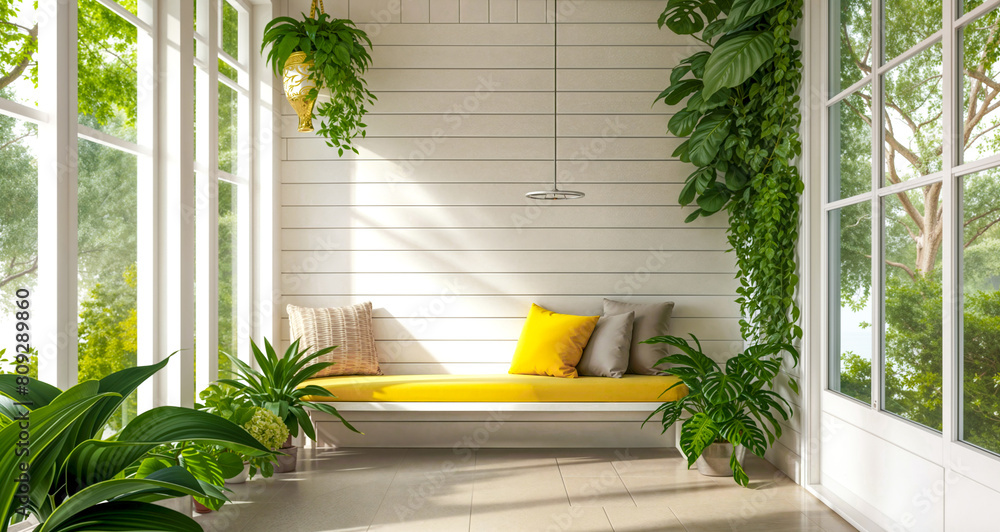 Indoor Garden Oasis with Seating Area. A relaxing indoor garden oasis ...